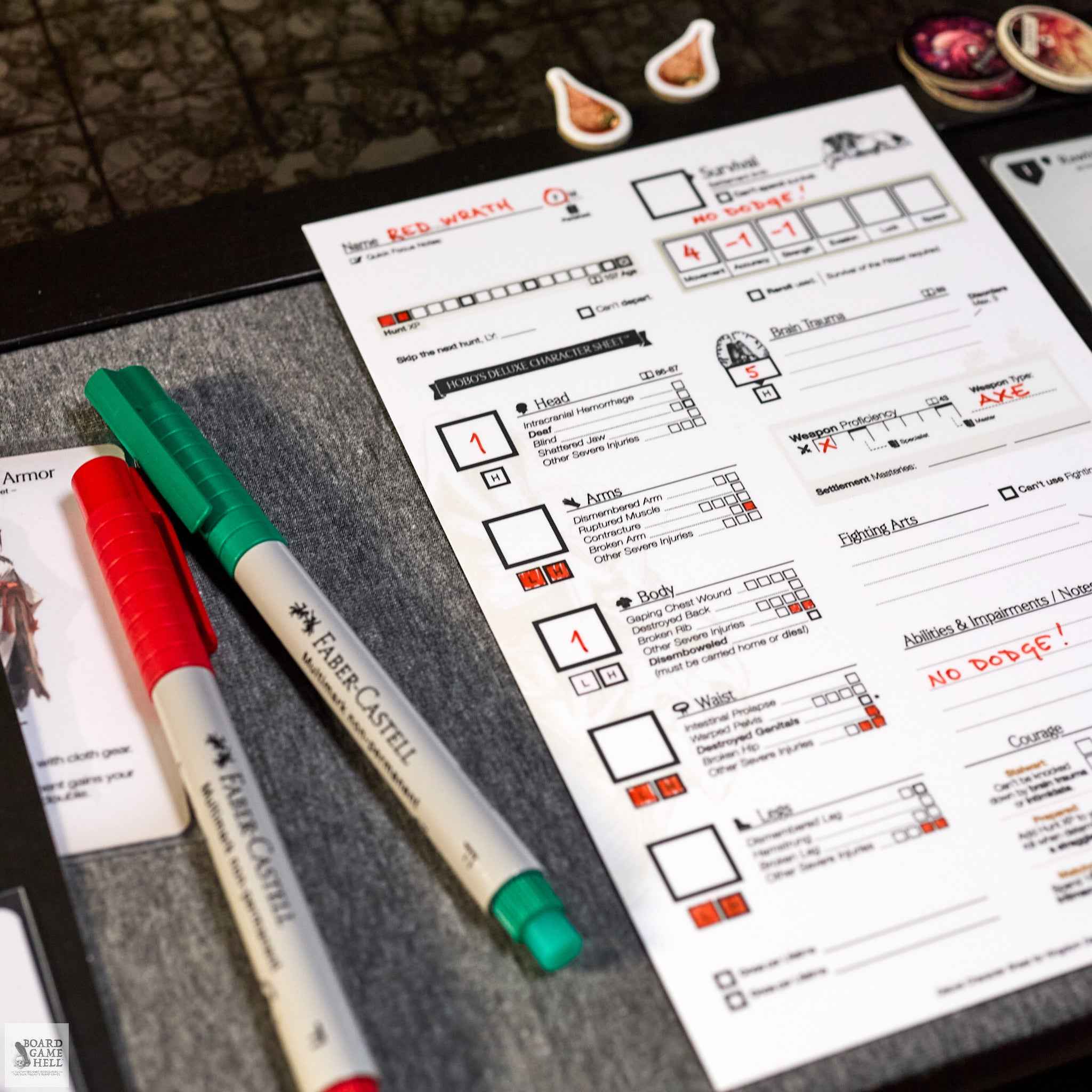 Hobo’s Deluxe Character Sheets™ for Kingdom Death – Board Game Hell